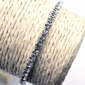 Boutique | Jewelry | Rhinestone Single Row Stretch Cuff Bracelet | Poshmark